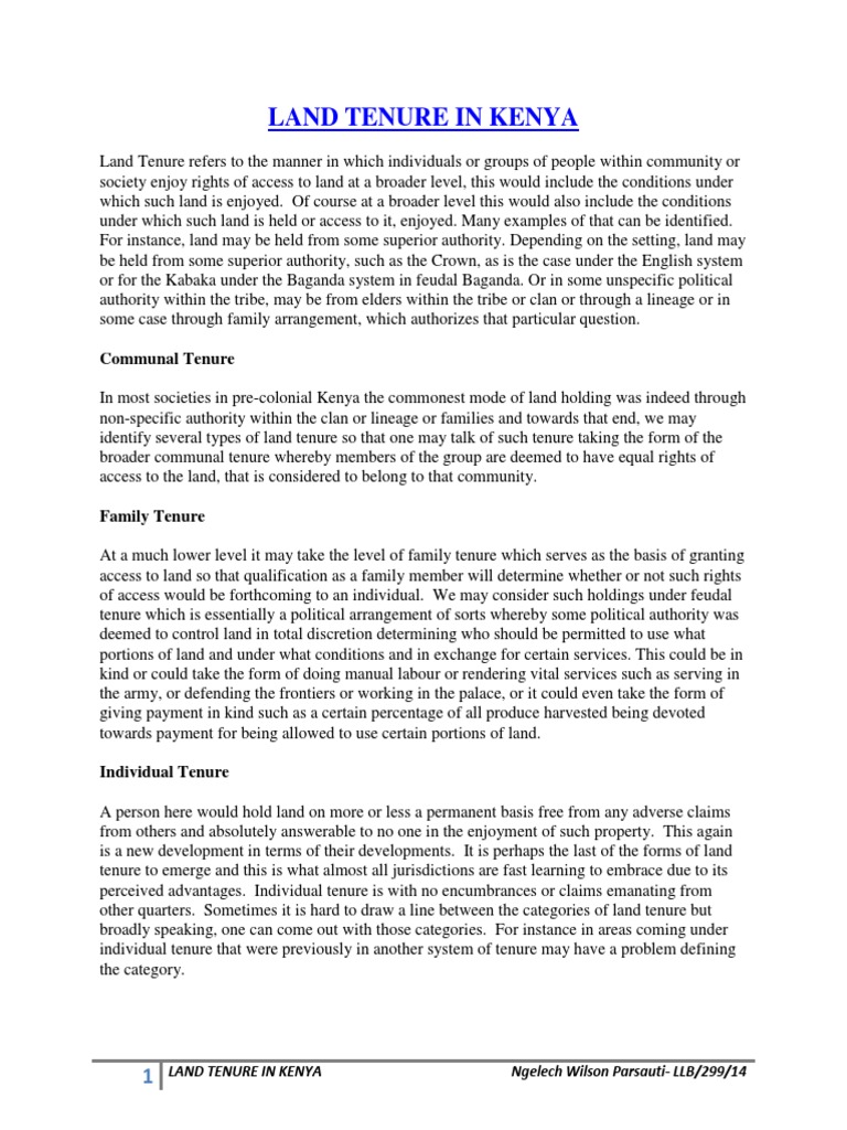 Land Tenure Systems in Kenya | PDF
