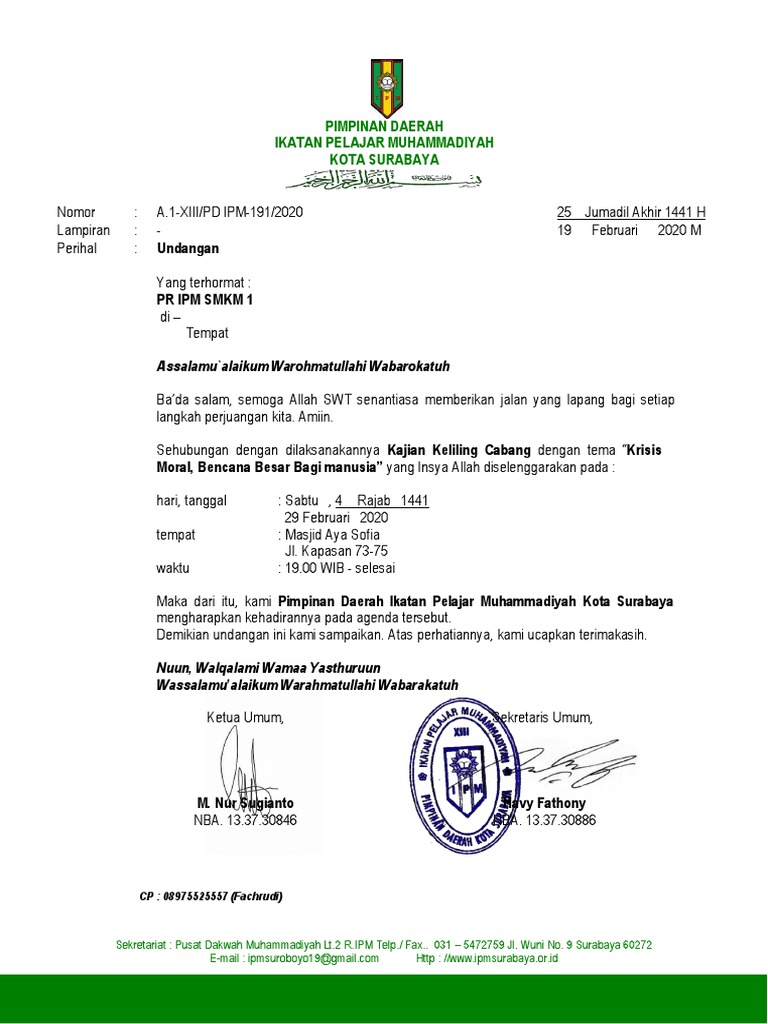 Contoh Surat Undangan IPm | PDF