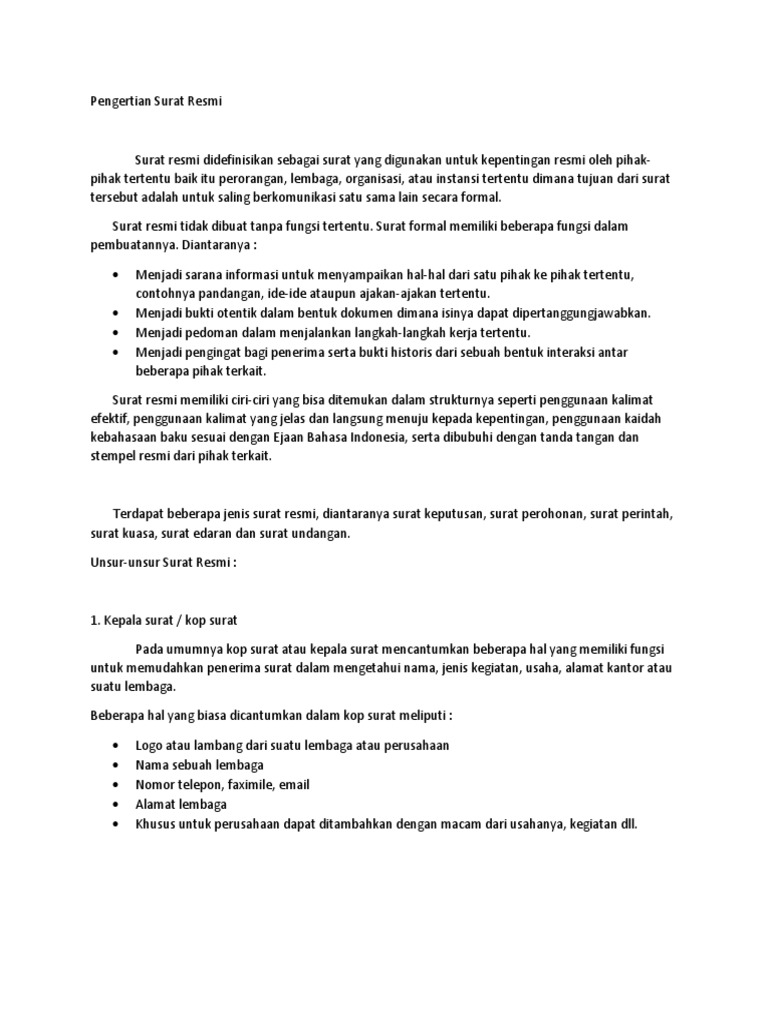 Pengertian Surat Resmi | PDF