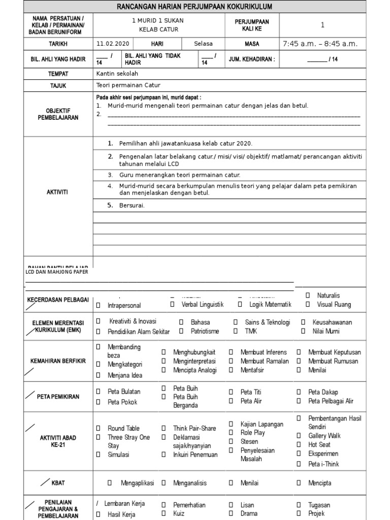 RPH Koku Pertemuan 1 | PDF