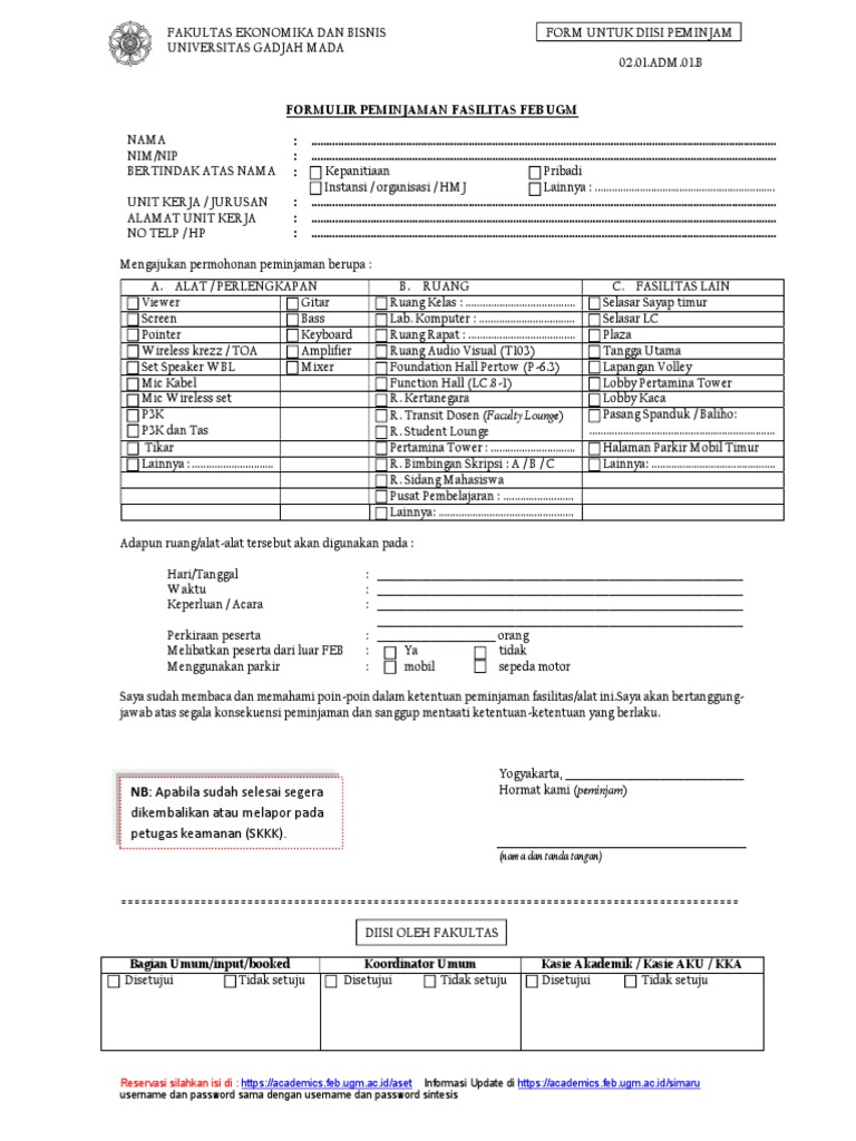Form Peminjaman Fasilitas | PDF | Komputer