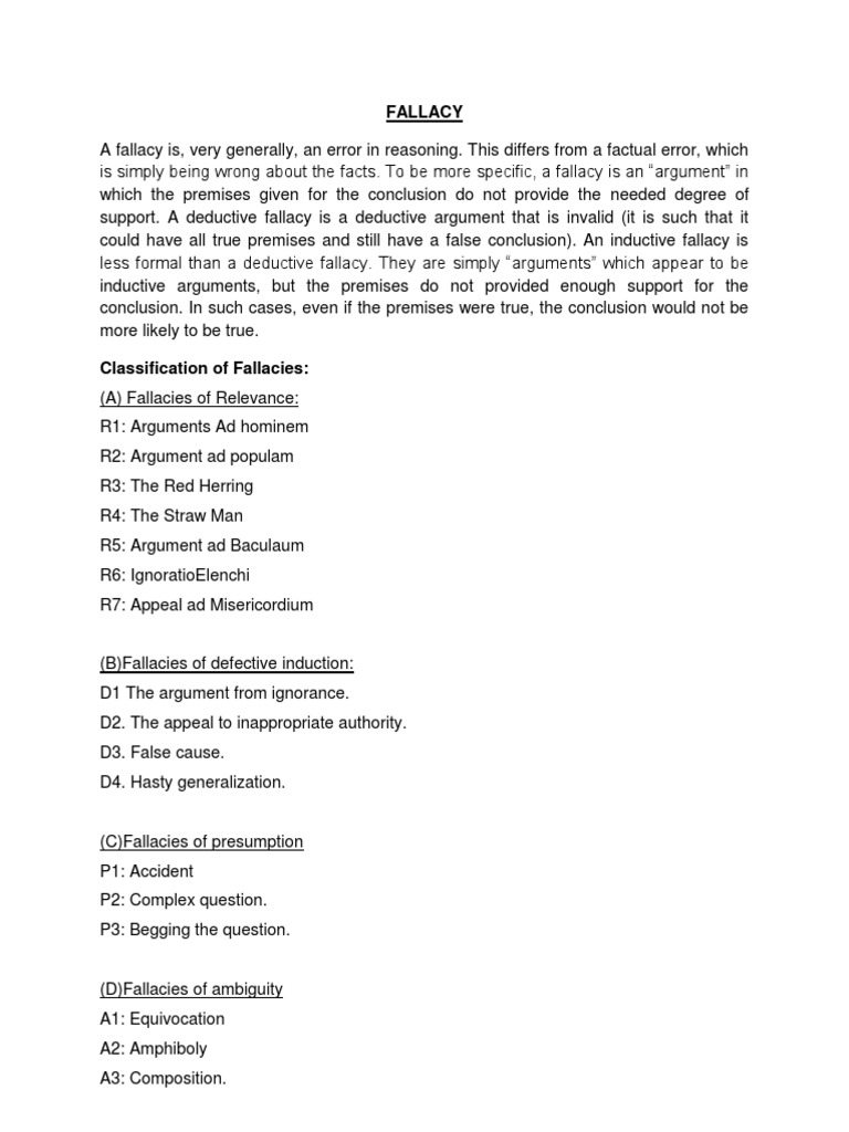 Fallacy Notes | PDF