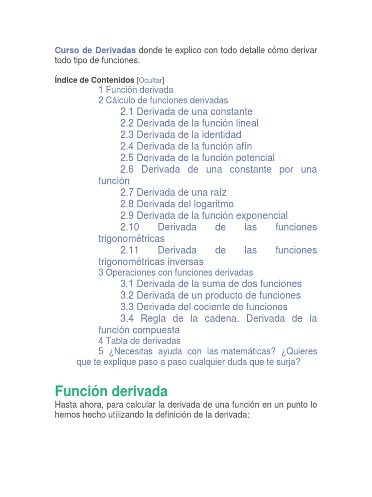 Curso de Derivadas Ej Resueltos | PDF