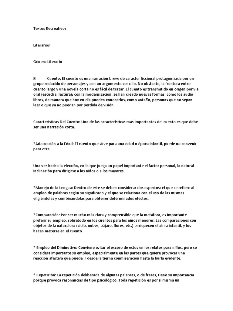 Textos Recreativos y Complementarios | PDF