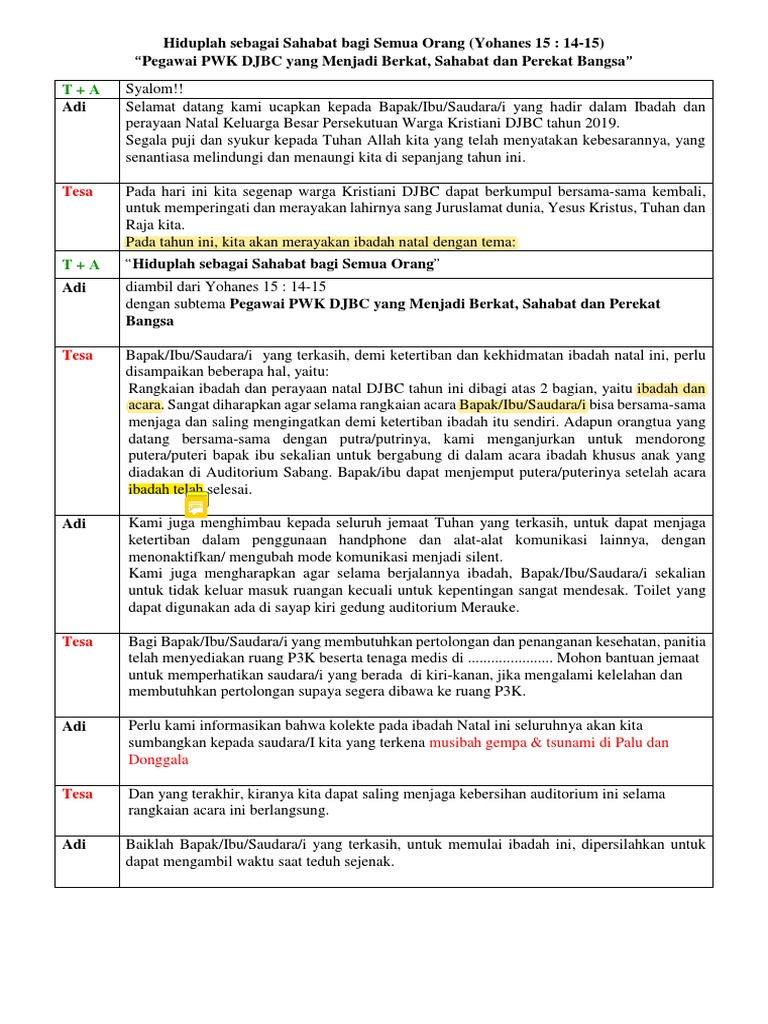 Prolog MC - Natal 2019 - Edit Herta Dan Dee | PDF