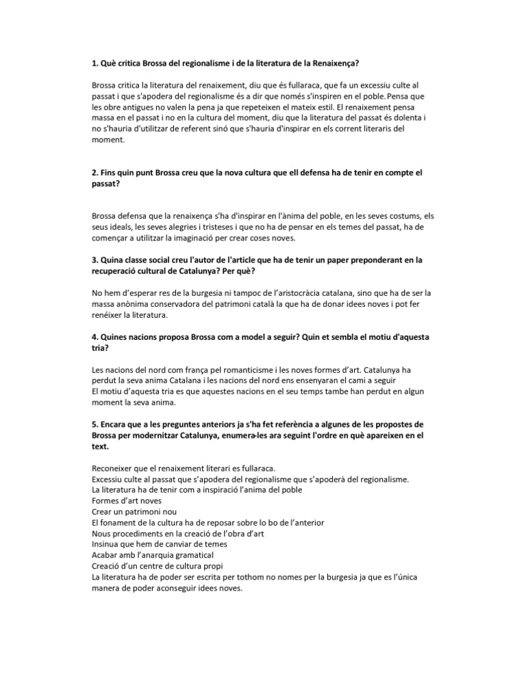 Jaume Brossa "Viure Del Passat" + Regeneracionisme | PDF