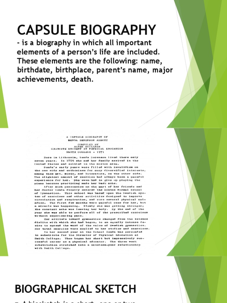 Capsule Biography | PDF