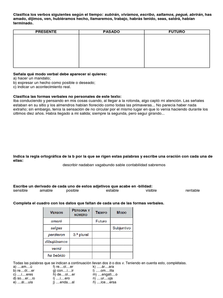 Lengua El Verbo | PDF