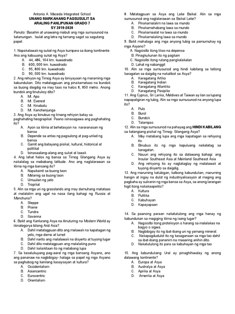 Test First Ap 7 2019 | PDF
