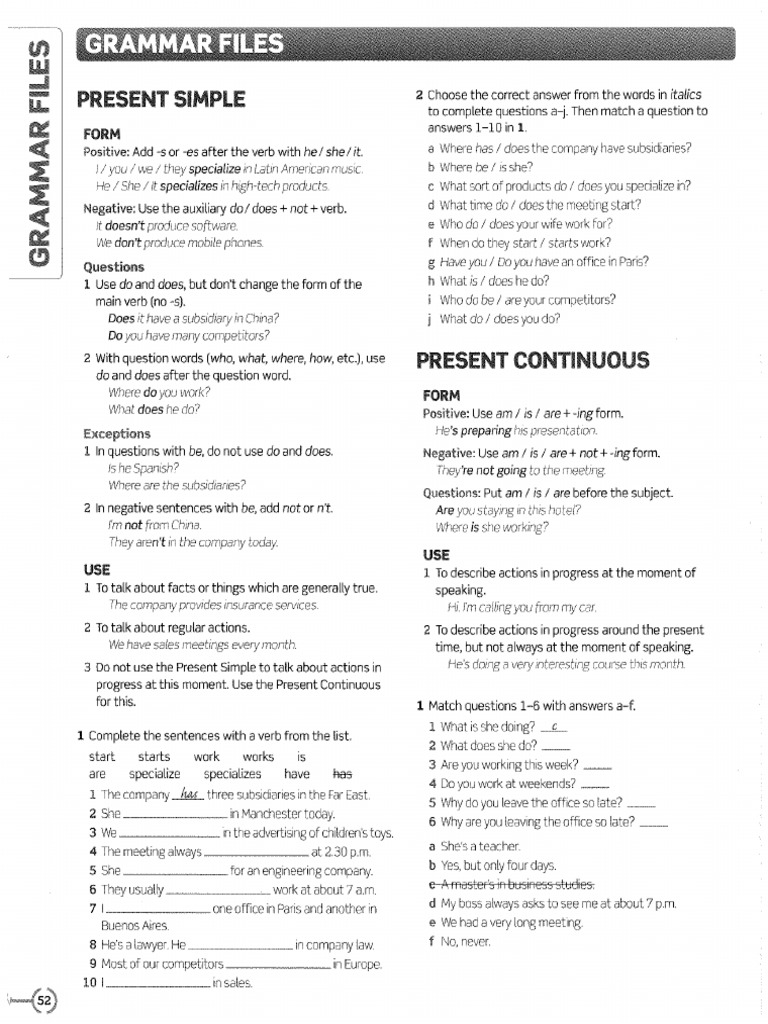 B1 Grammar Files and Key | PDF