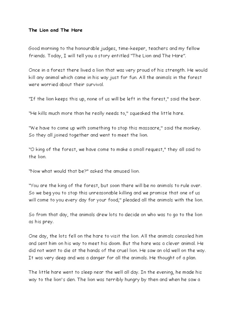 The Lion And The Hare Pdf