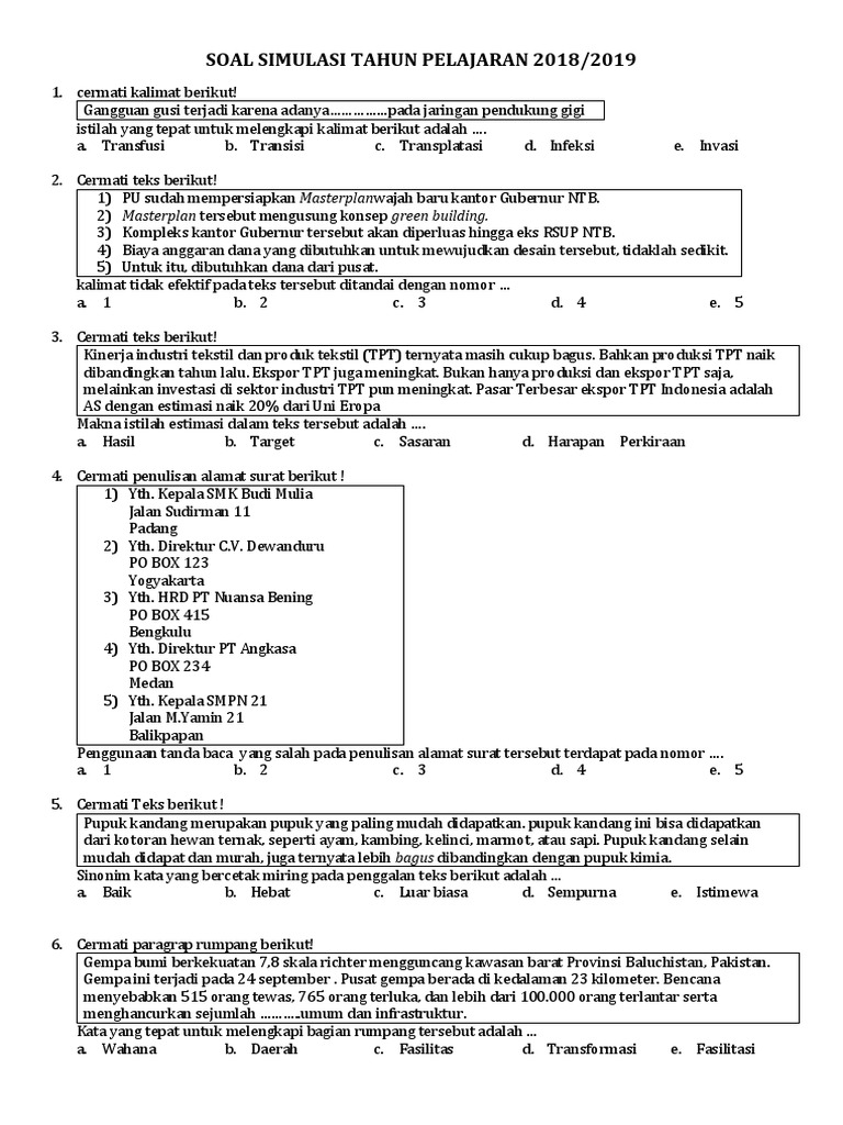 Contoh SOAL SIMULASI | PDF