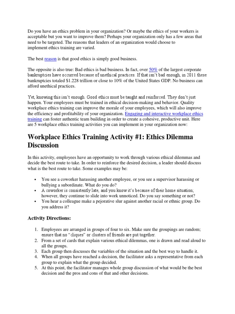 Ethics Workshop | PDF