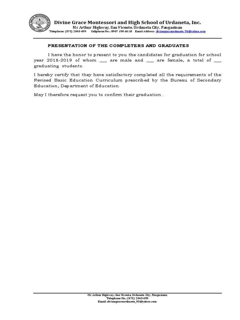 Presentation of The Completers and Graduates | PDF