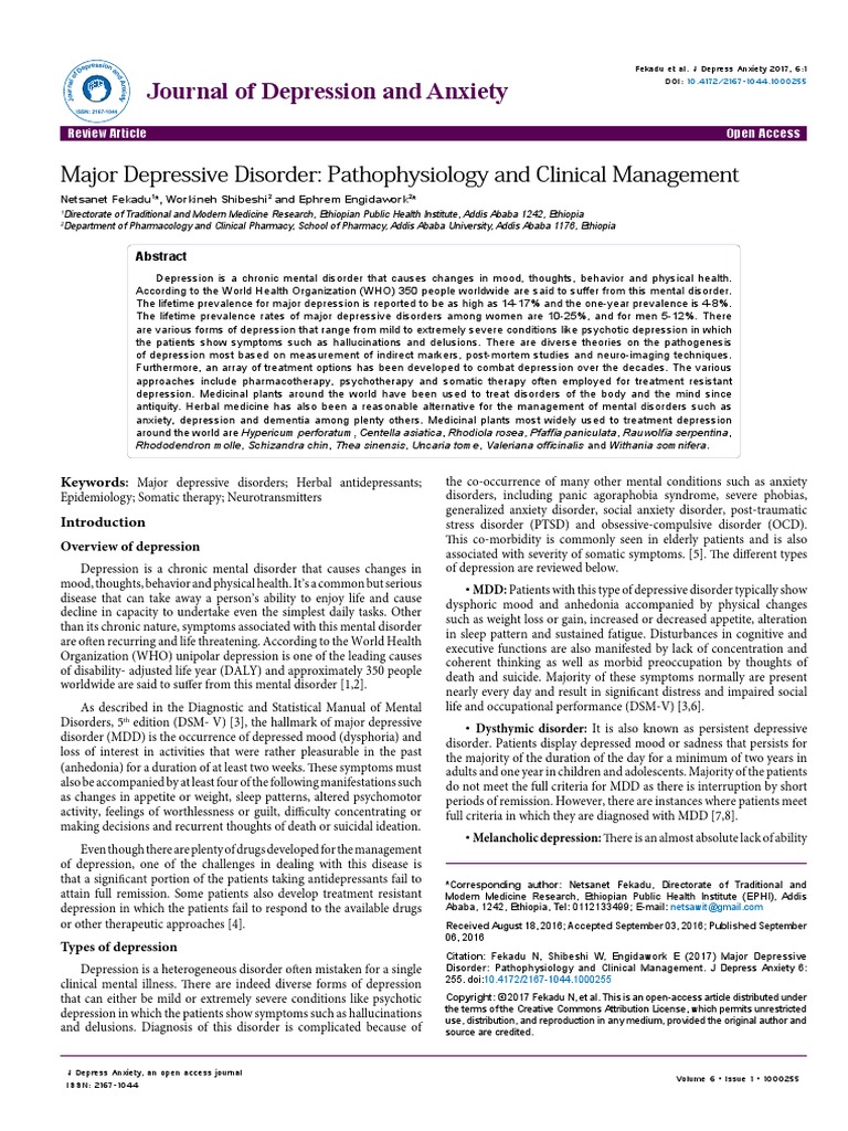 Major Depressive Disorder | PDF
