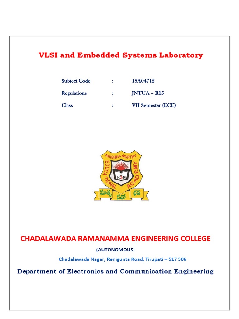 VLSI & Embedded Systems Lab Manual | PDF
