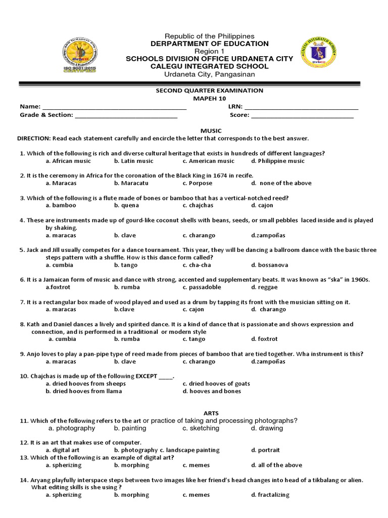 Mapeh 10 - 2qa | PDF