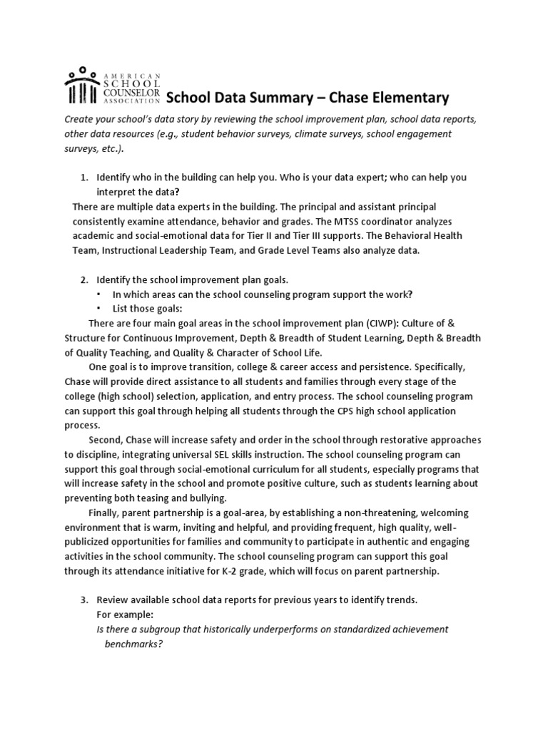 Chase Elementary Data Summary Report | PDF