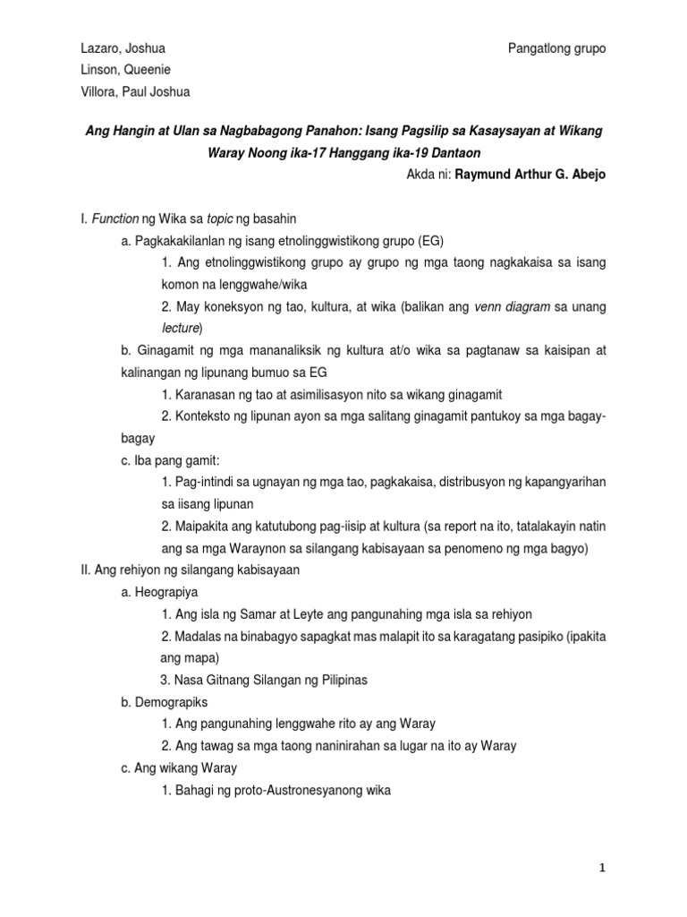 Fil40 Outline | PDF
