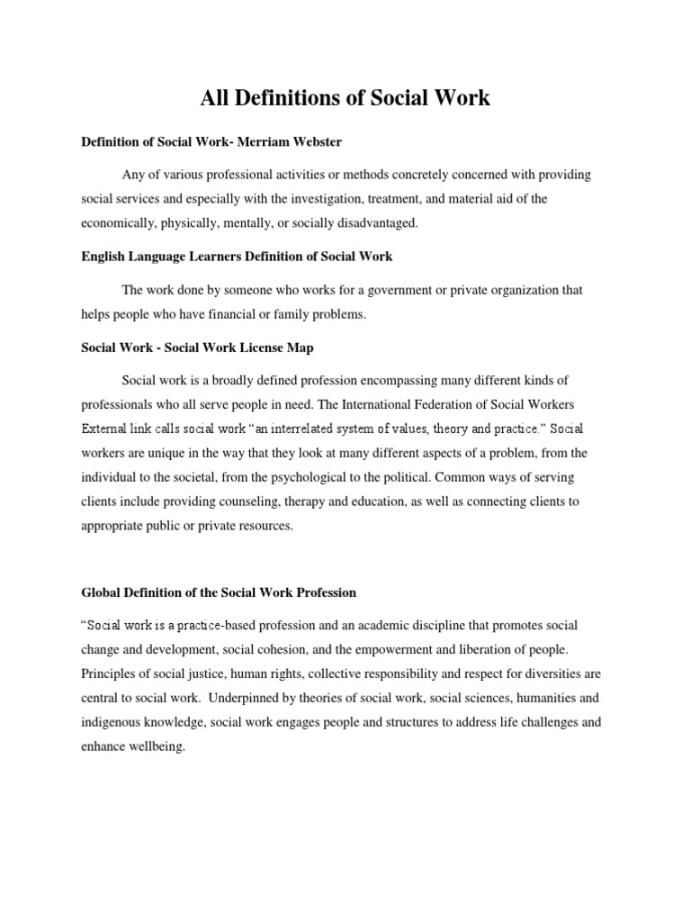 All Definitions of Social Work | PDF