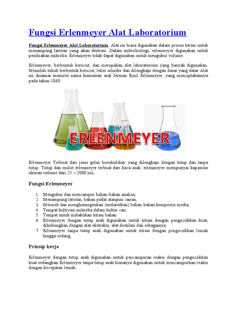 Fungsi dan Penggunaan Erlenmeyer | PDF | Teknologi & Rekayasa
