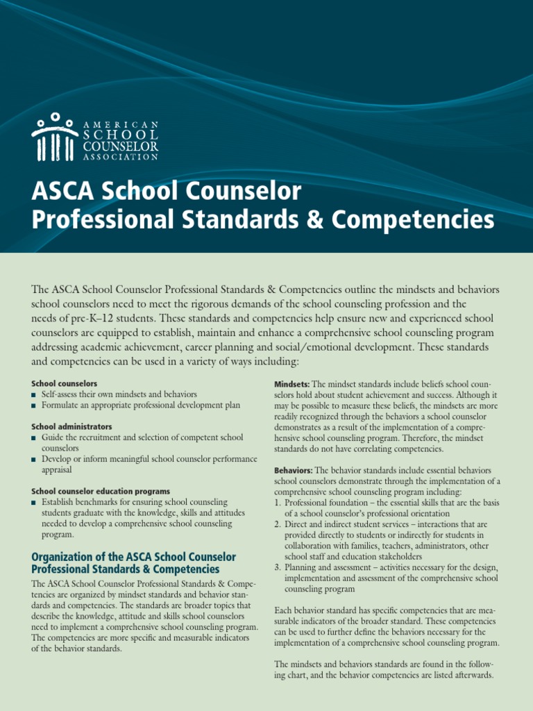 ASCA School Counselor Professional Standards and Competencies | PDF ...