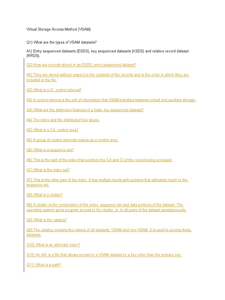 Vsam Questions Pdf Computer Programming Computer Data Storage