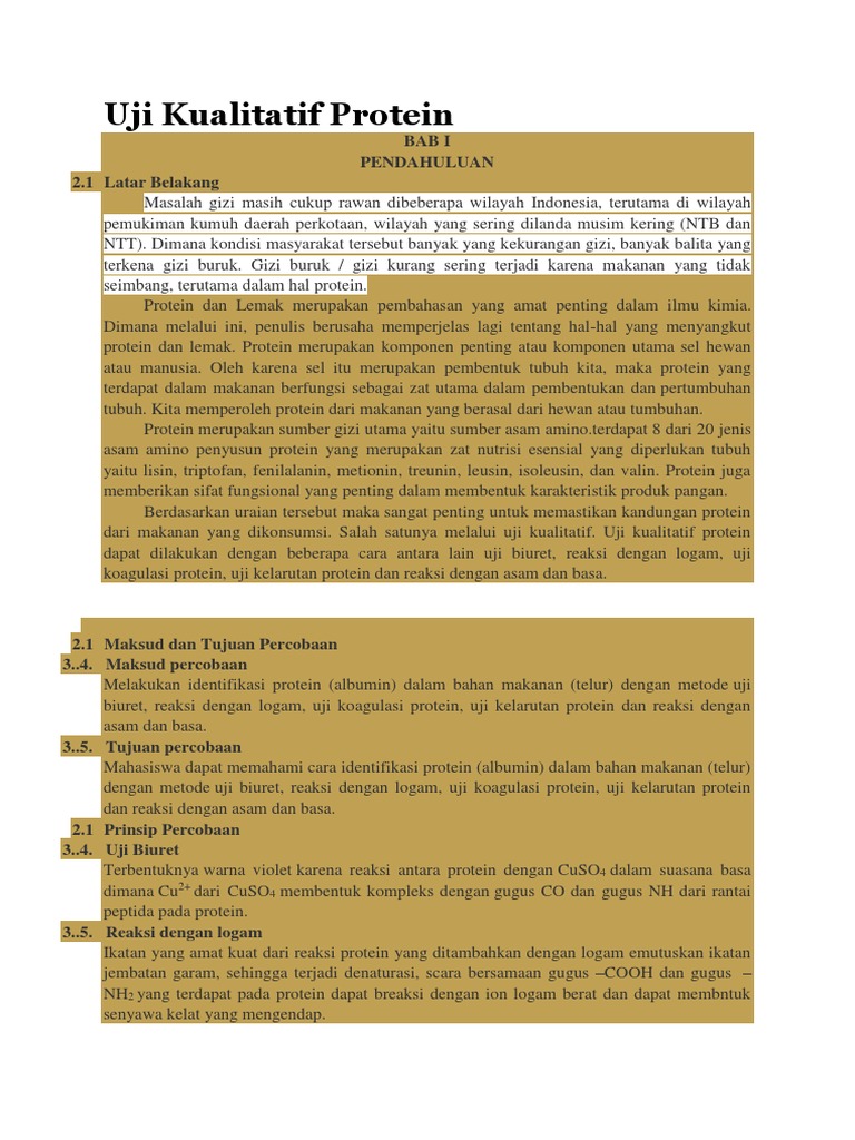 Uji Kualitatif Protein | PDF
