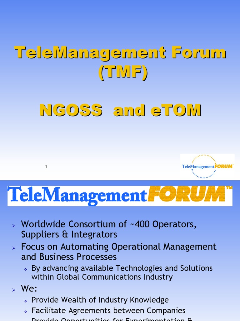 Telemanagement Forum (TMF) Ngoss and Etom | Download Free PDF ...