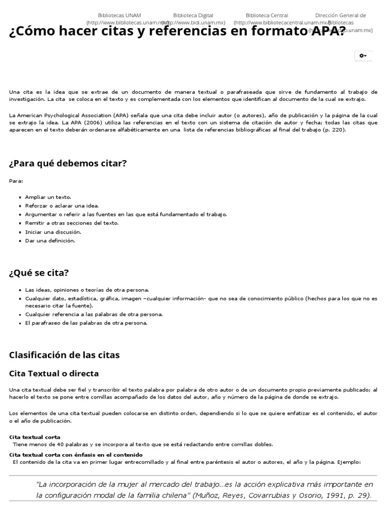 Bibliotecas UNAM, DGB - ¿Cómo Hacer Citas y Referencias en Formato APA ...
