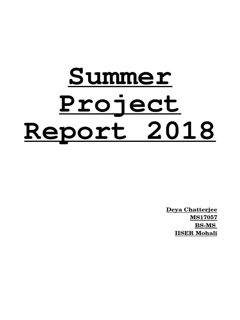 Summer Project Report 2018 PDF | PDF