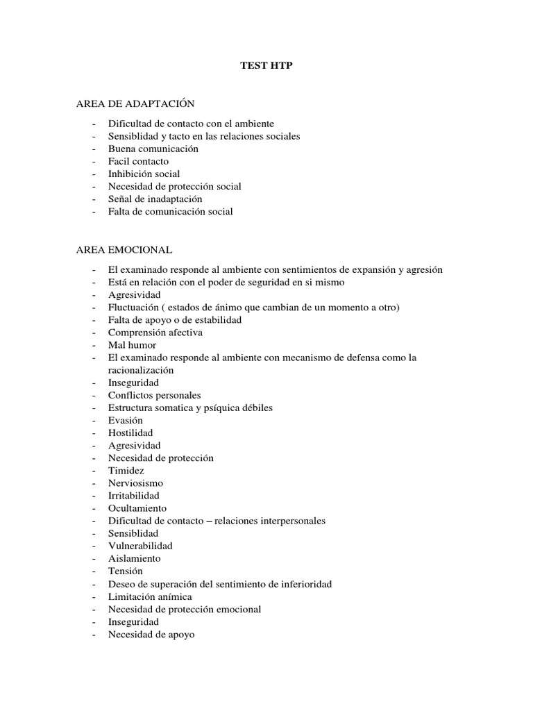 Pautas para Calificar El HTP | PDF
