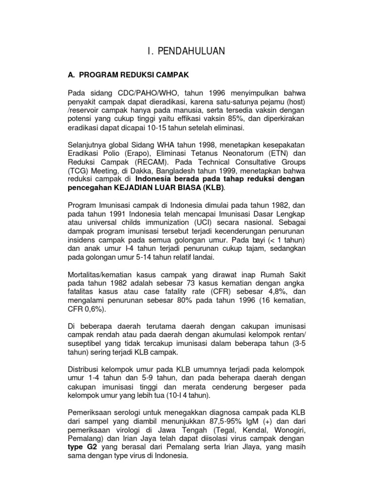 Pedoman SKD KLB Campak | PDF