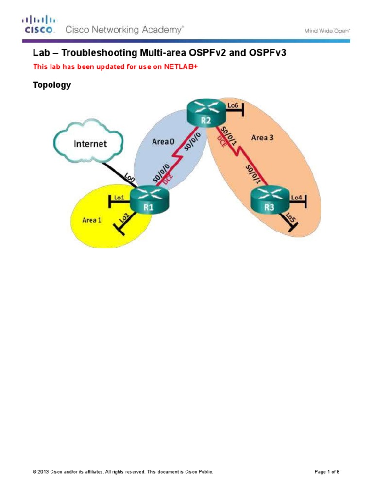 10.2.4.5 Lab Troubleshooting Multi Area OSPFv2 and OSPFv3 | PDF | I Pv6 | Ip Address