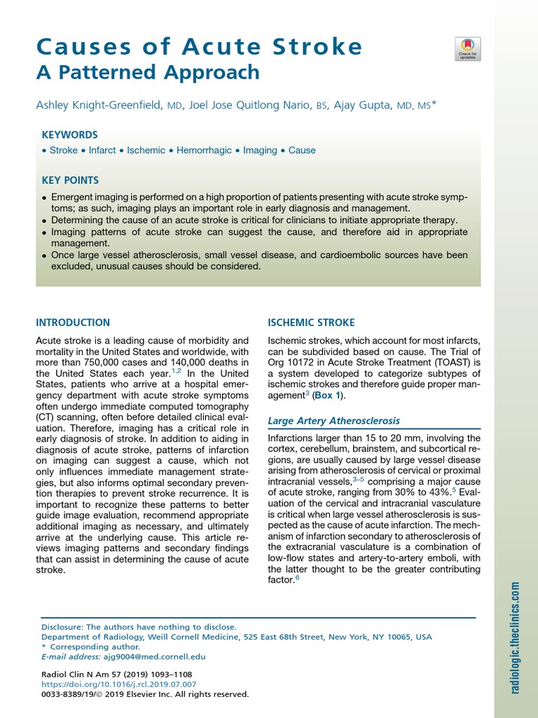 Causes of Stroke PDF | Download Free PDF | Stroke | Angiography