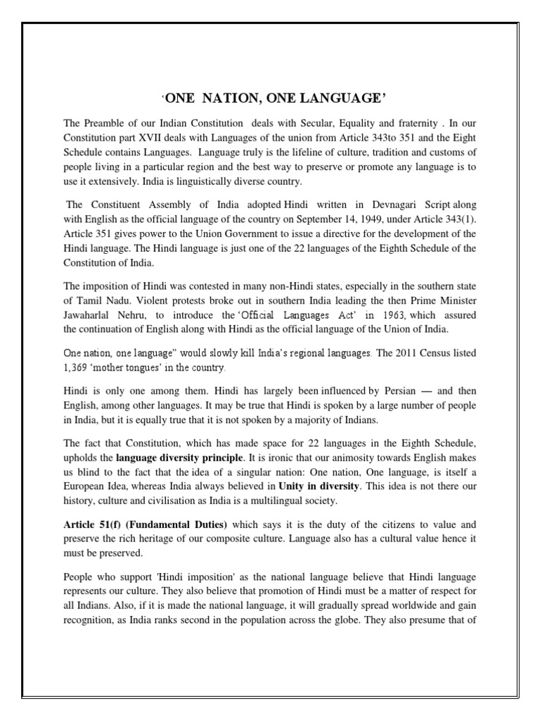One Nation One Language | PDF | Sociolinguistics | Semiotics