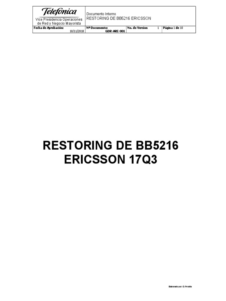 Procedimiento Cambio-Restoring de BB5216 v1.0 - 17Q3 PDF | PDF | Redes ...