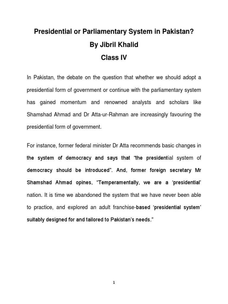 Pakistan's Governance: Presidential vs. Parliamentary | PDF ...