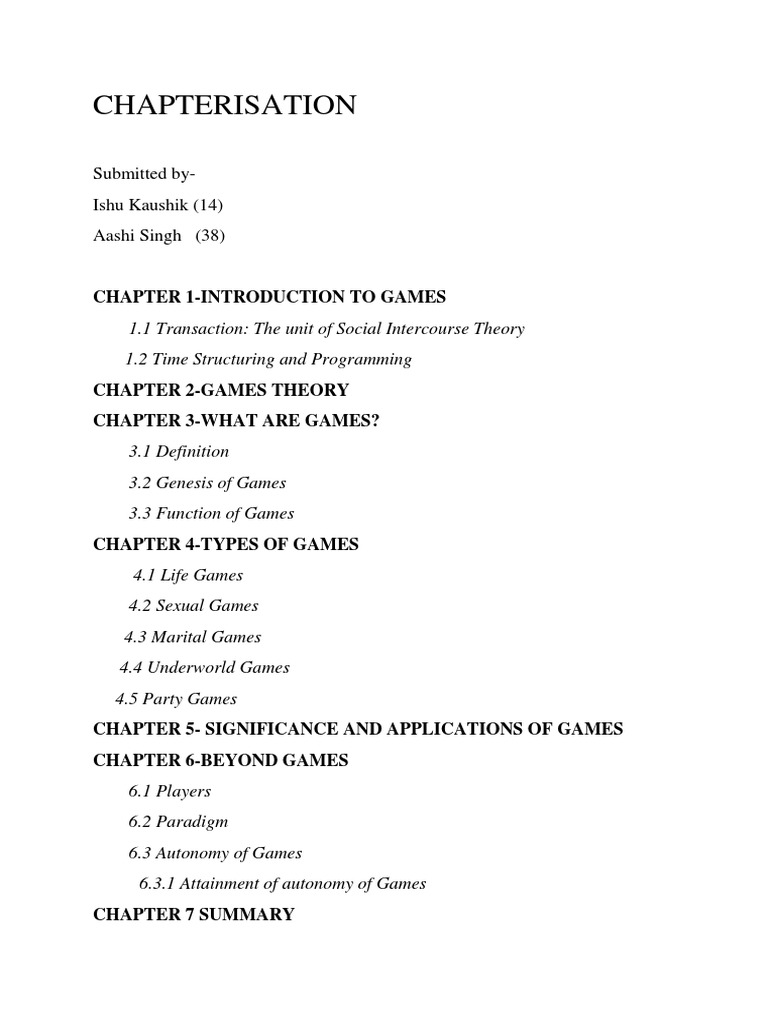 Chapterisation GAMES FINAL | PDF | Game Theory | Emotions