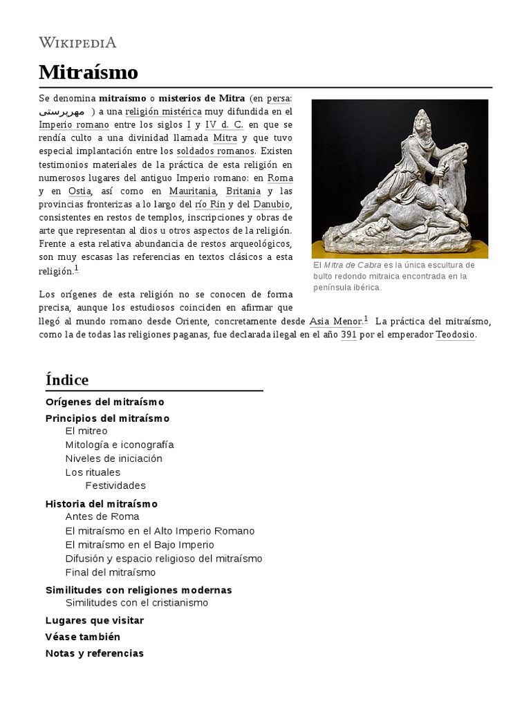 Mitraísmo | PDF | Religiones mediterráneas antiguas | Religión y creencia