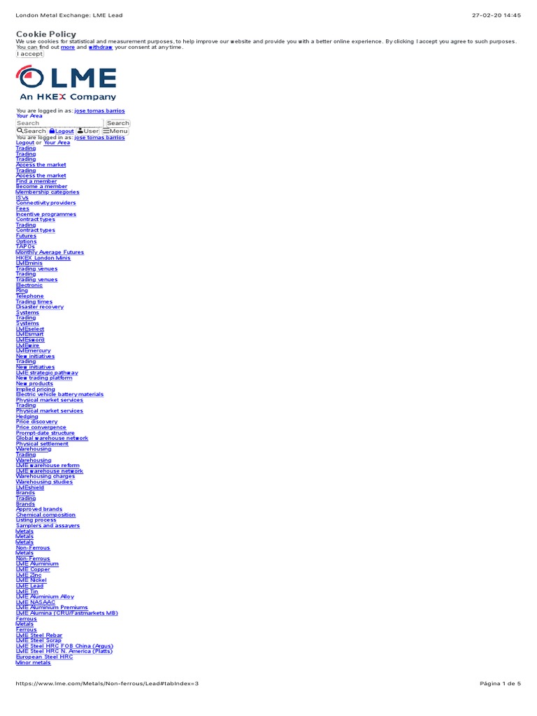 London Metal Exchange: LME Lead | PDF