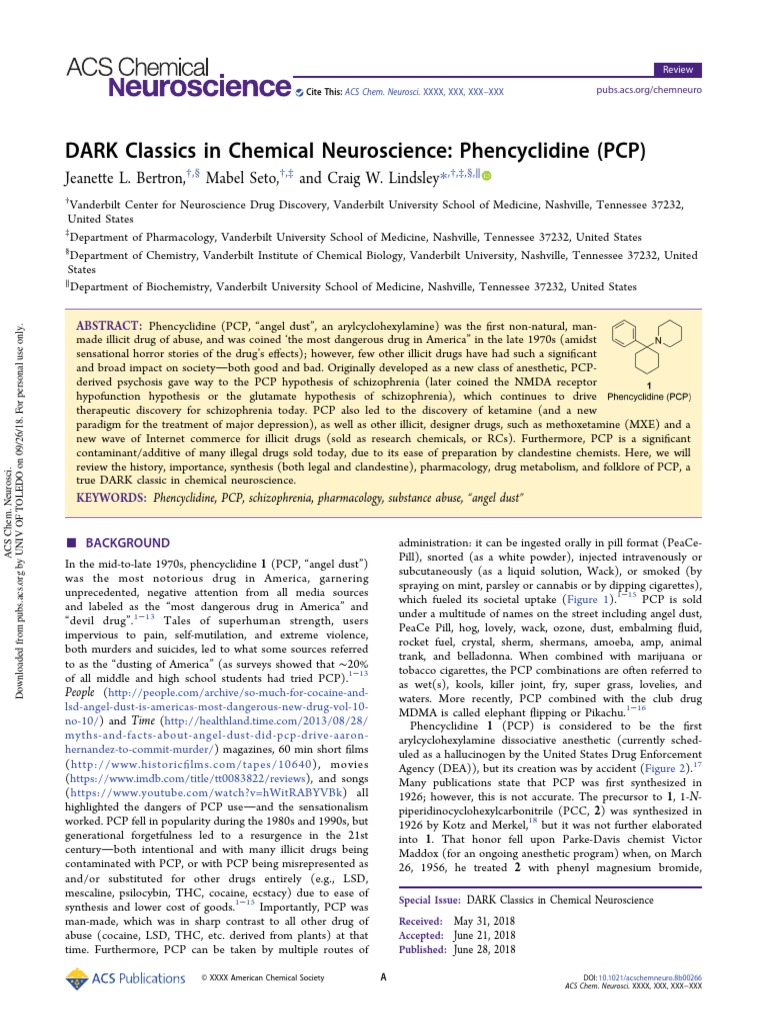 Phencyclidine (PCP) - DARK Classics in Chemical Neuroscience - Phencyclidine (PCP) | PDF