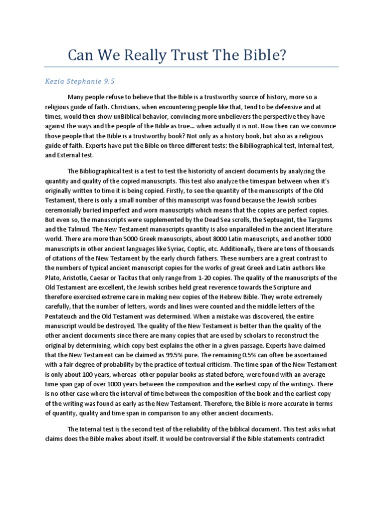 Can We Really Trust The Bible | PDF | Christianity In The 1st Century ...