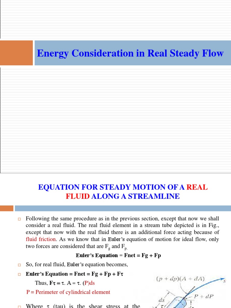 Energy Loss in Real Fluid Flow | PDF