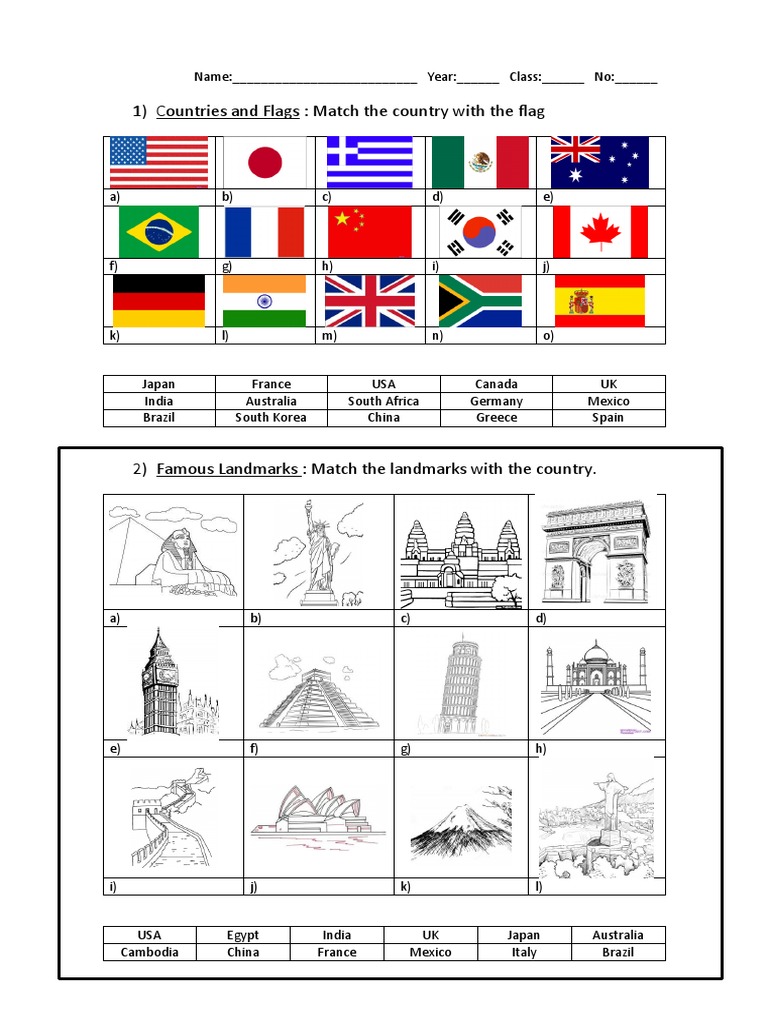 Countries and Capitals Fun Activities Games Picture Description ...
