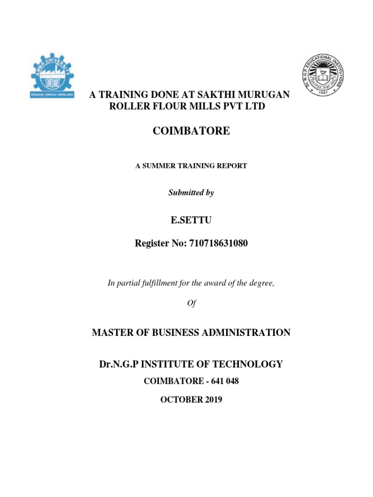 Settu Internship Report 79 | PDF | Mill (Grinding) | Flour