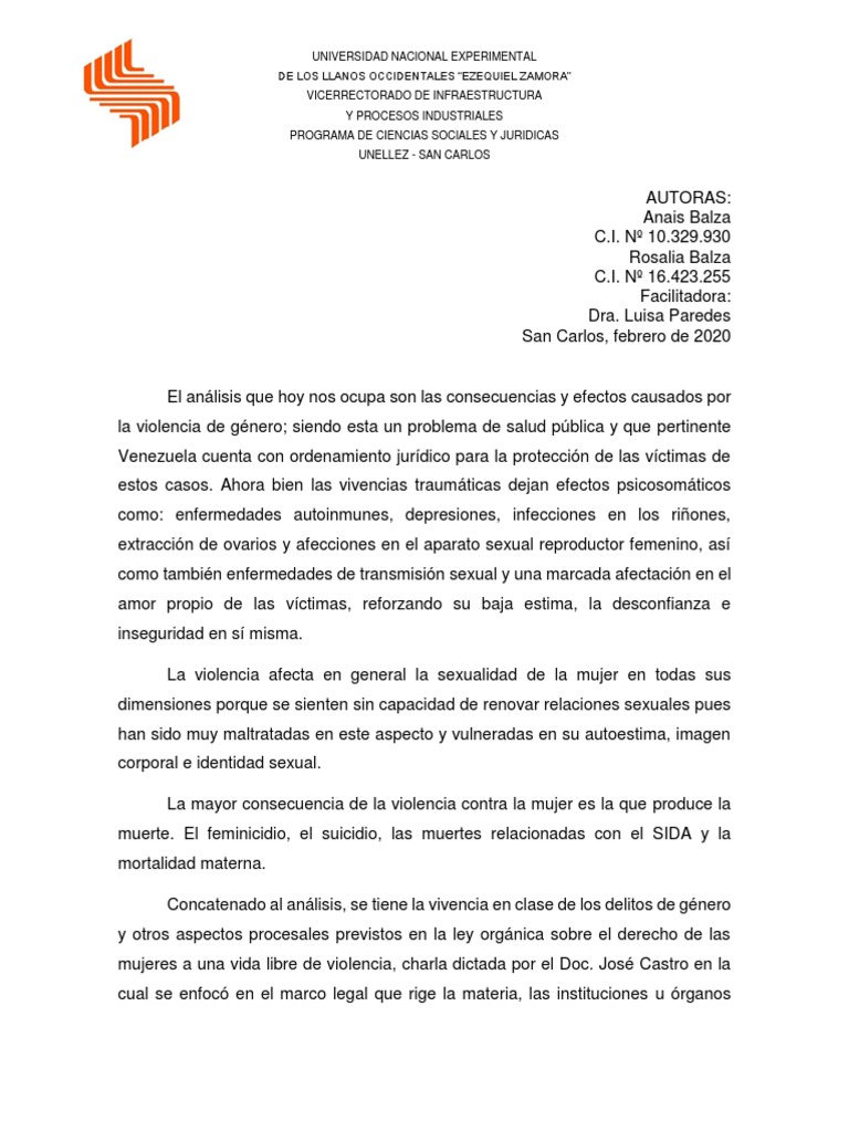 Analisis - Violencia de Genero | PDF | La violencia contra las mujeres ...