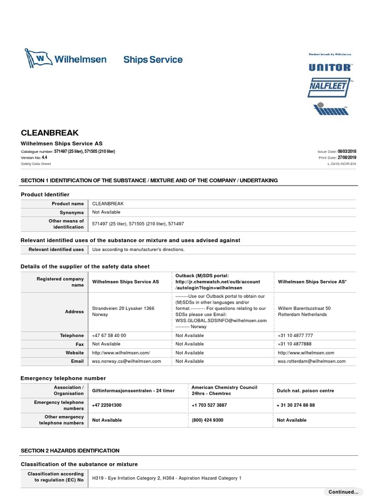 Cleanbreak 25 LTR | PDF | Toxicity | Dangerous Goods