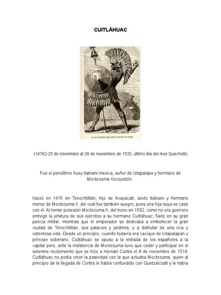 Biografía de Cuitláhuac, tlatoani mexica | PDF | azteca | Agitación