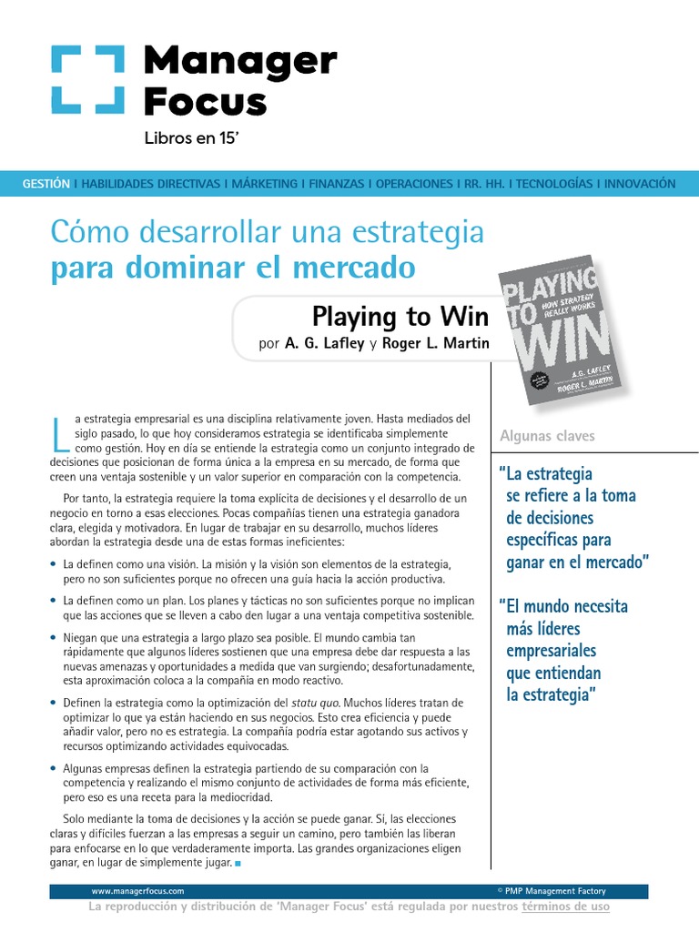 Playing To Win - Resumen | PDF | Planificación | Procter & Gamble